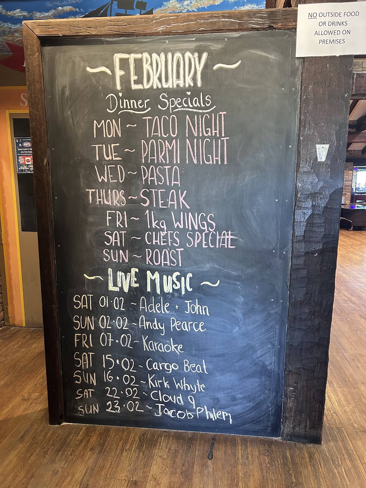 Menu at Endeavour Tavern pub & bar, Lancelin