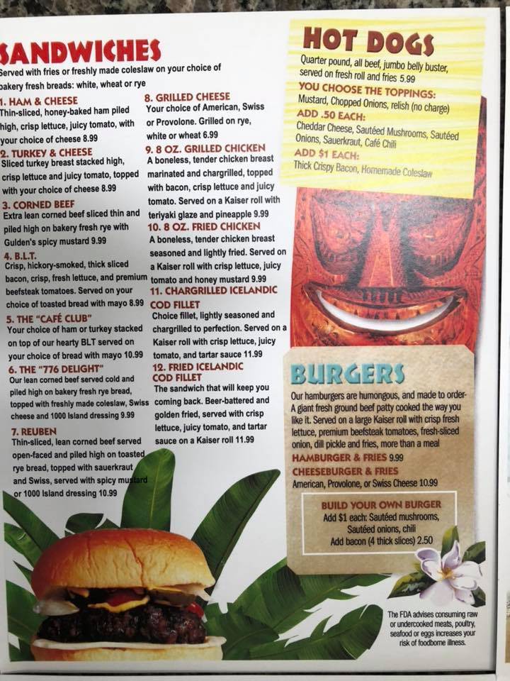Menu at Cafe 776, Englewood