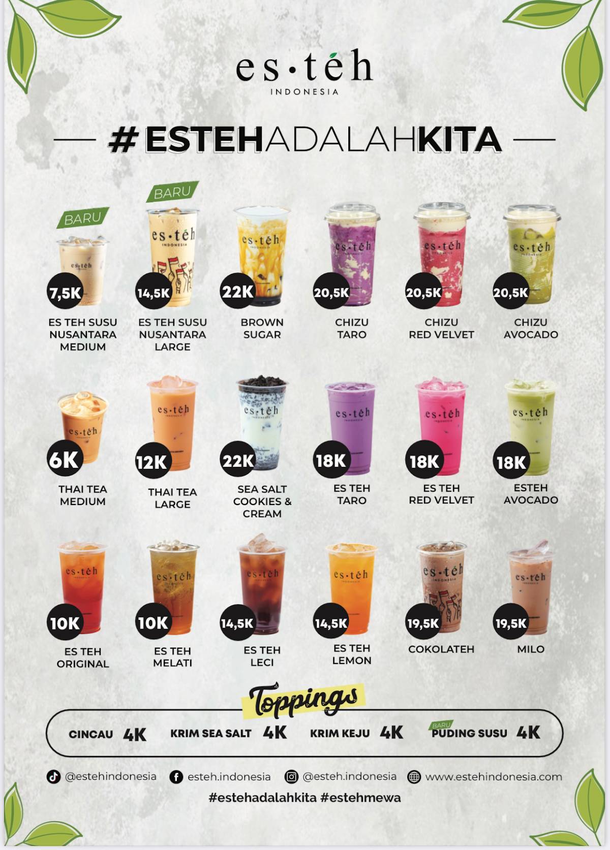 Carta del café Es Teh Indonesia - Tabanan, Tabanan