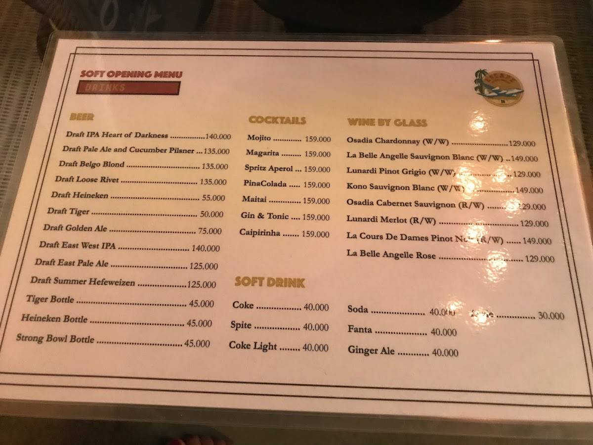 Carta del restaurante Escape Lounge & Rooftop, Ciudad Ho Chi Minh (Saigón)