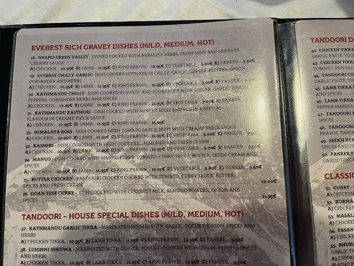 Carta del restaurante Everest Spice, Corralejo