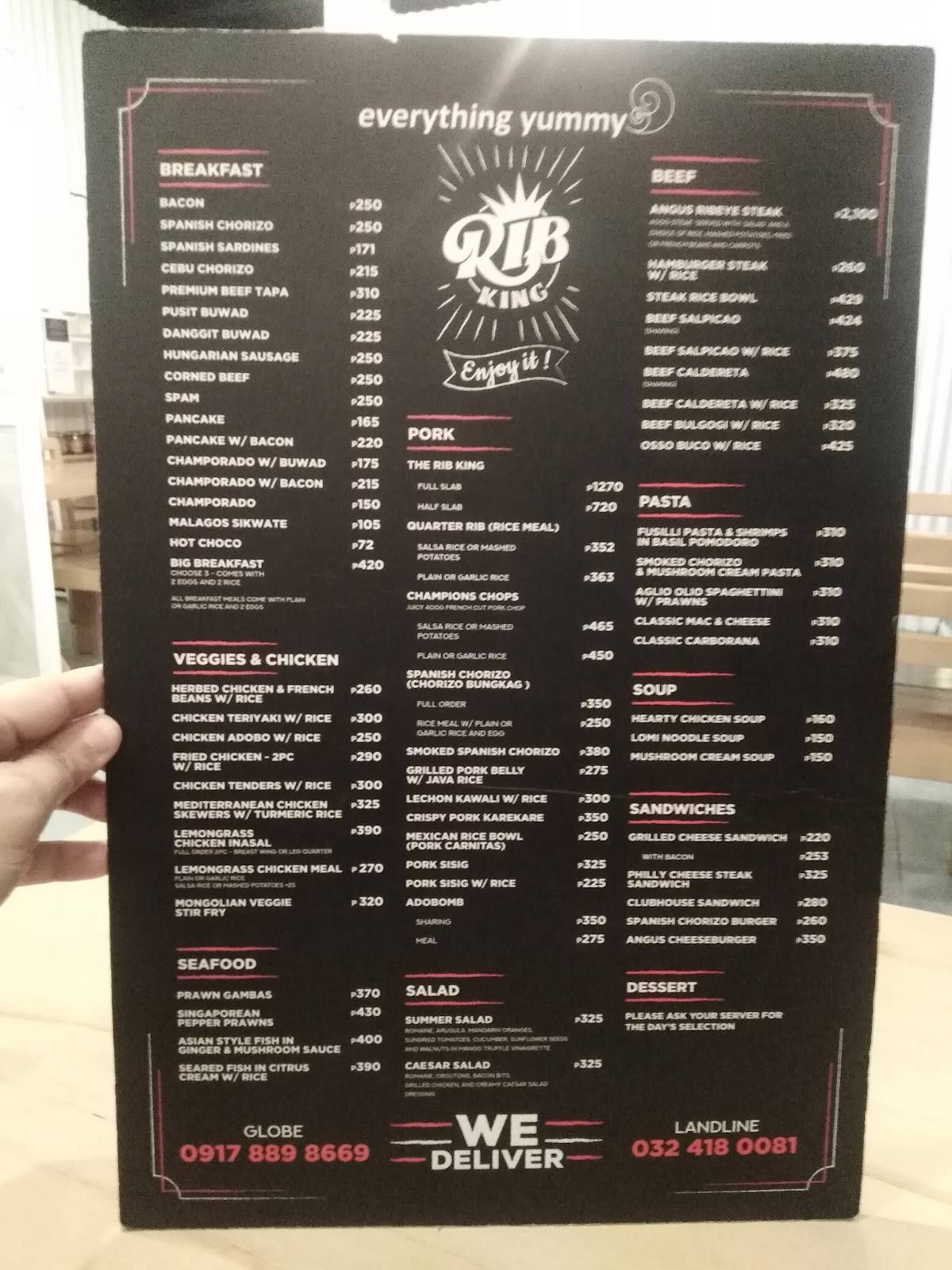 Menu at Everything Yummy restaurant, Cebu City, Piazza Elesia