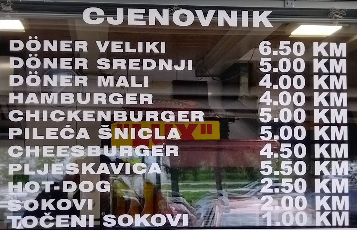 Menu at FAST FOOD LUX, Sarajevo, Porodice Ribar 1