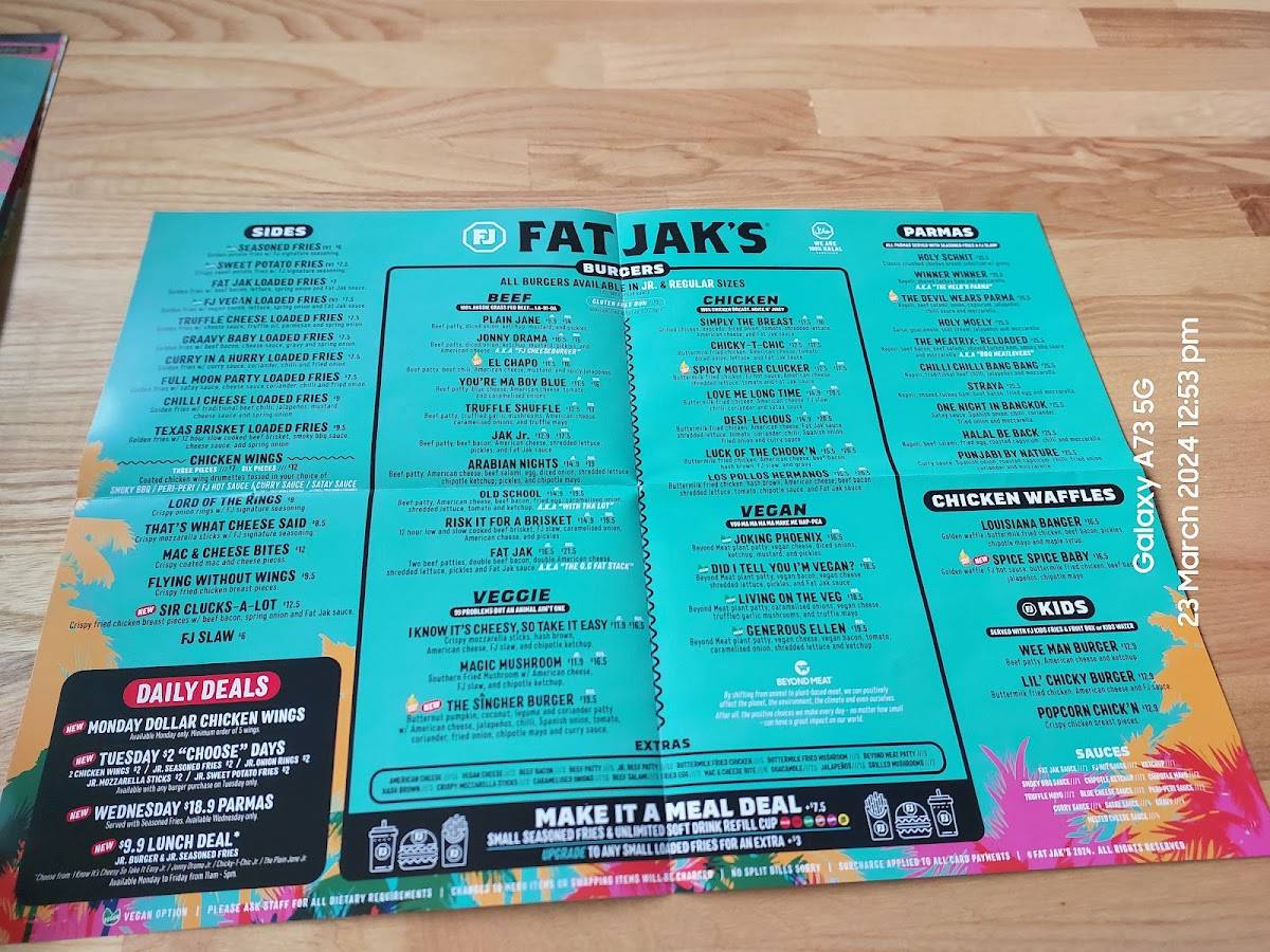 Menu at FAT JAK'S CASEY CENTRAL restaurant, Narre Warren South, 400 ...