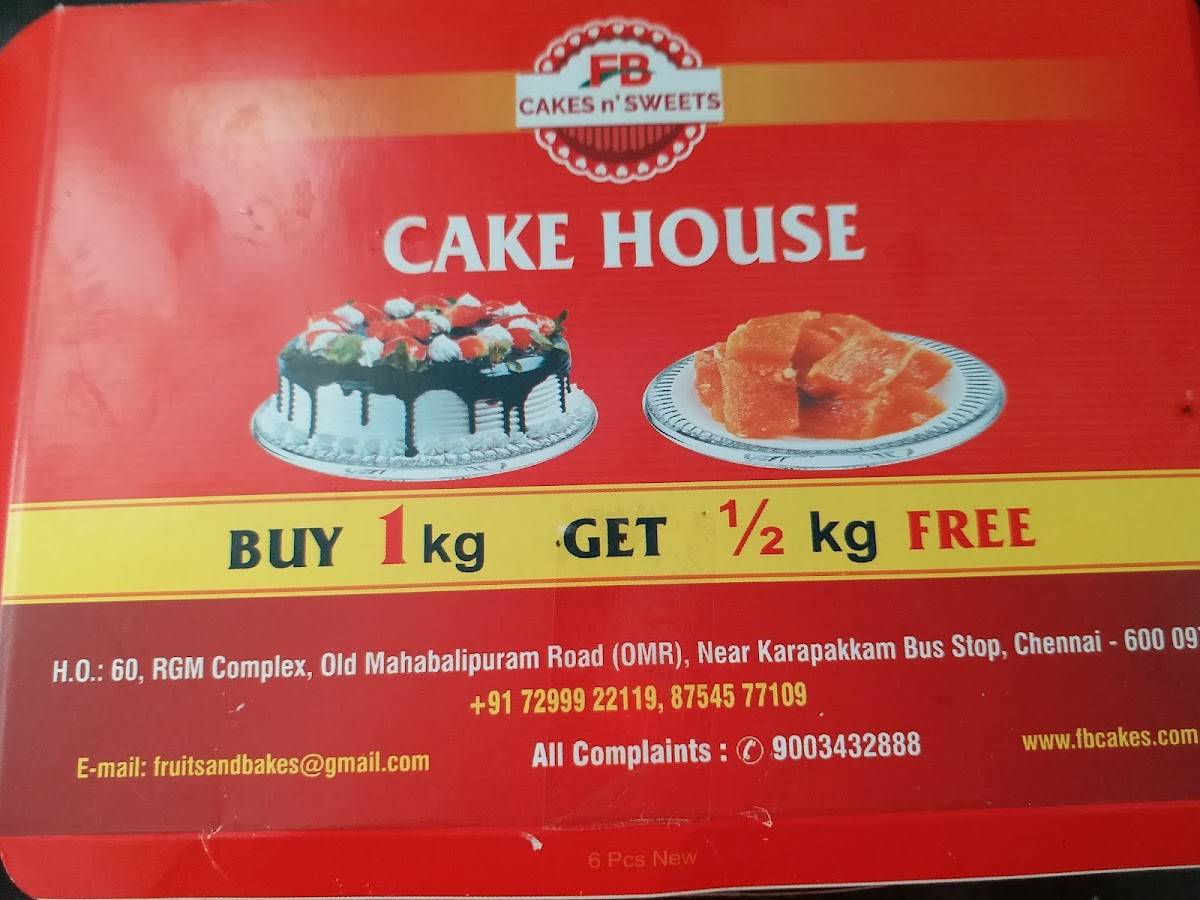 Menu at FB cakes Thiruvanmiyur, Chennai, X7H5+5MH