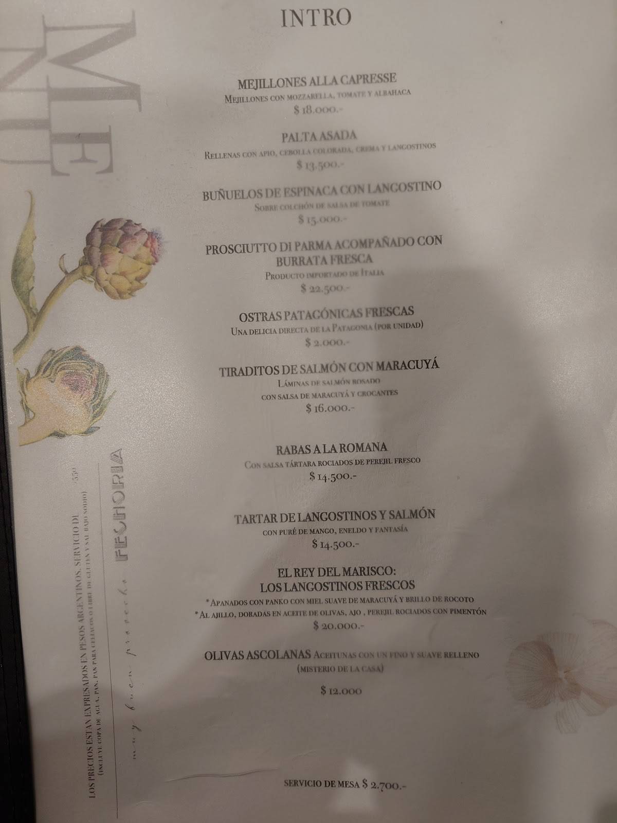 Carta del restaurante FECHORIA Recova, Buenos Aires