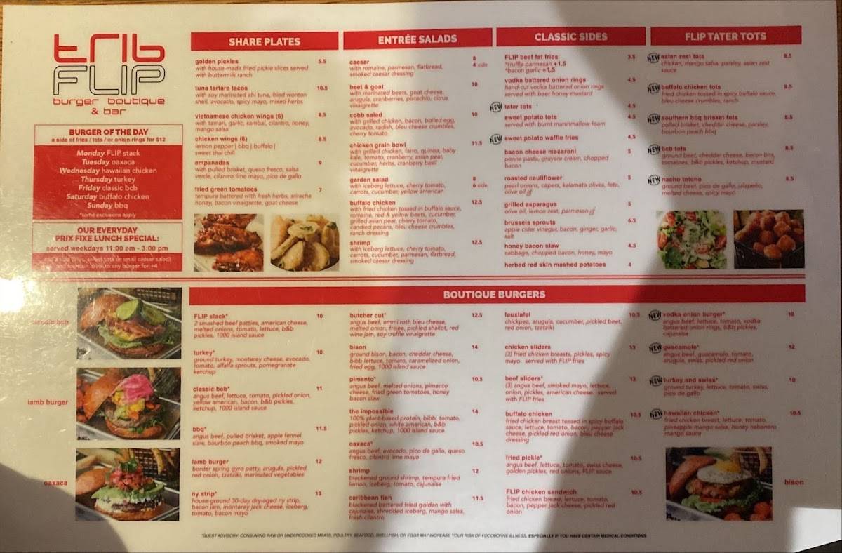 Menu at FLIP burger boutique restaurant, Atlanta, Howell Mill Rd