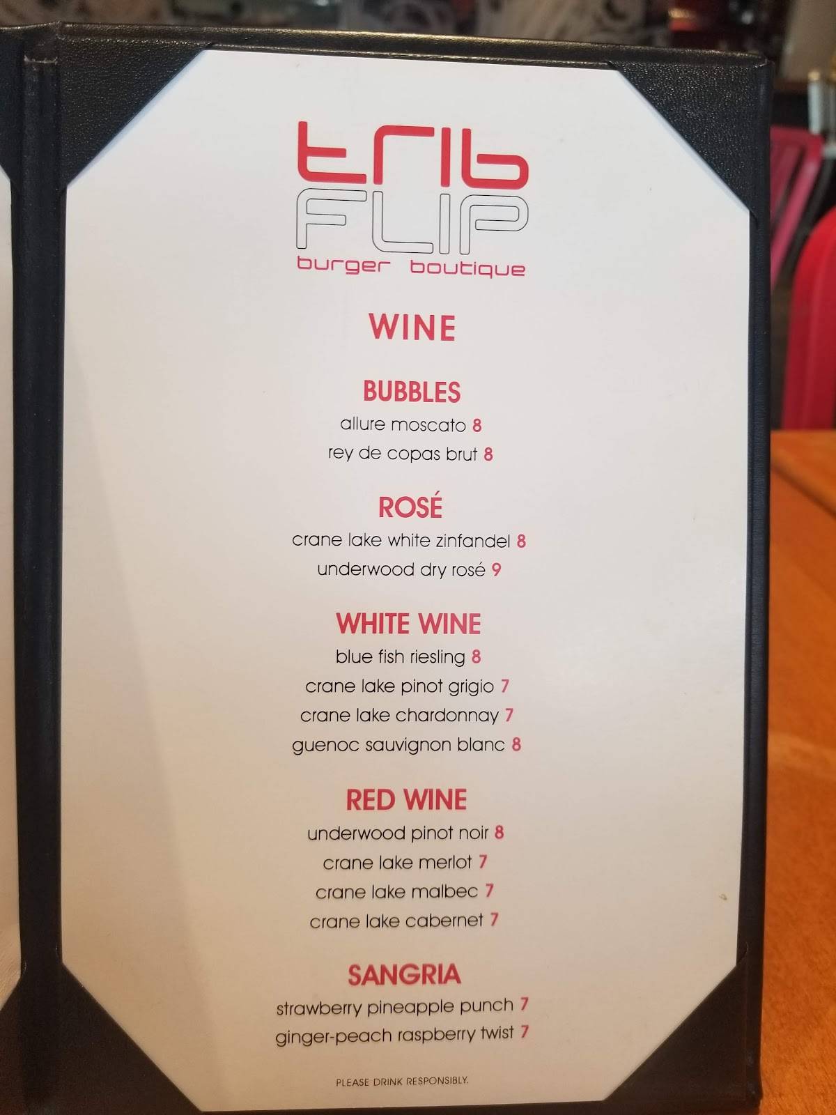 Menu at FLIP burger boutique restaurant, Atlanta, Howell Mill Rd