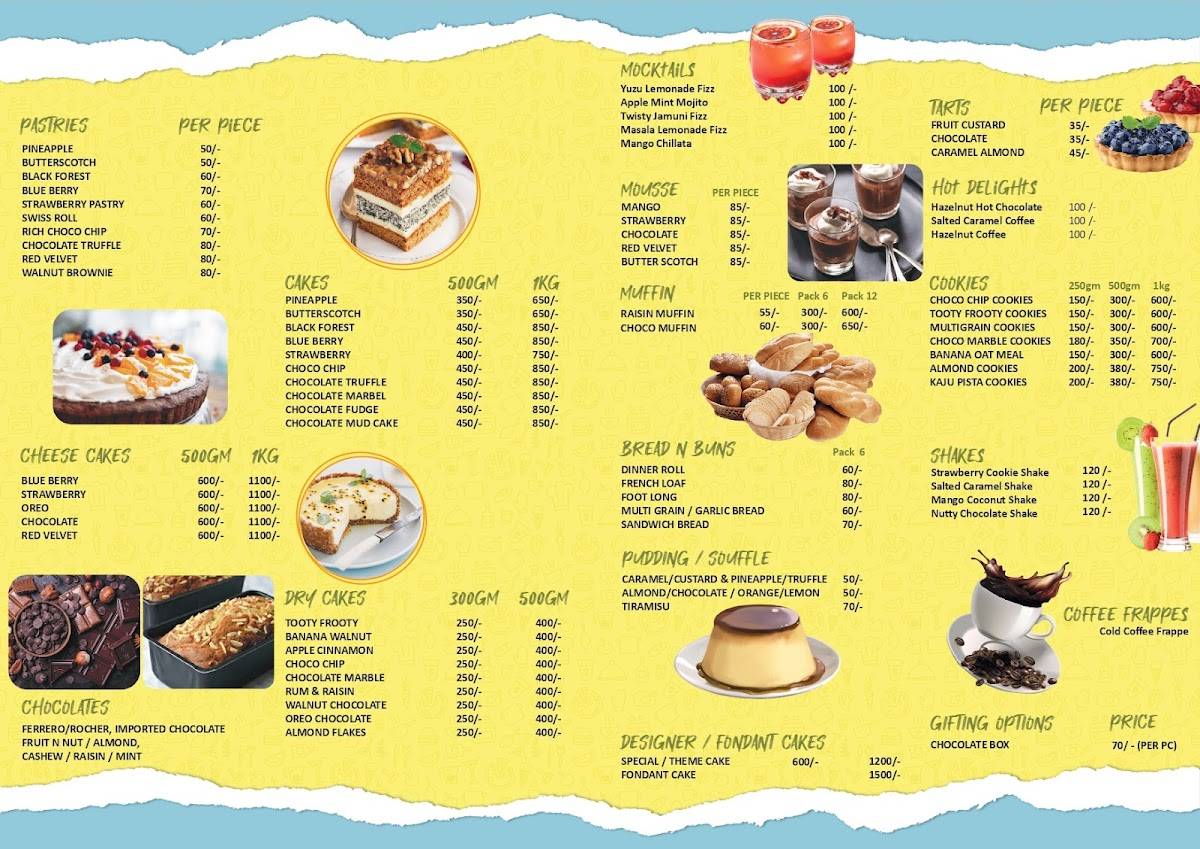 Menu at FNP, Kolkata