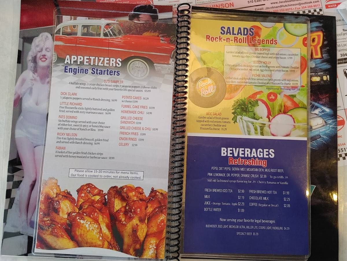 Menu at DJ's 50'S & 60'S Diner restaurant, Fairmont