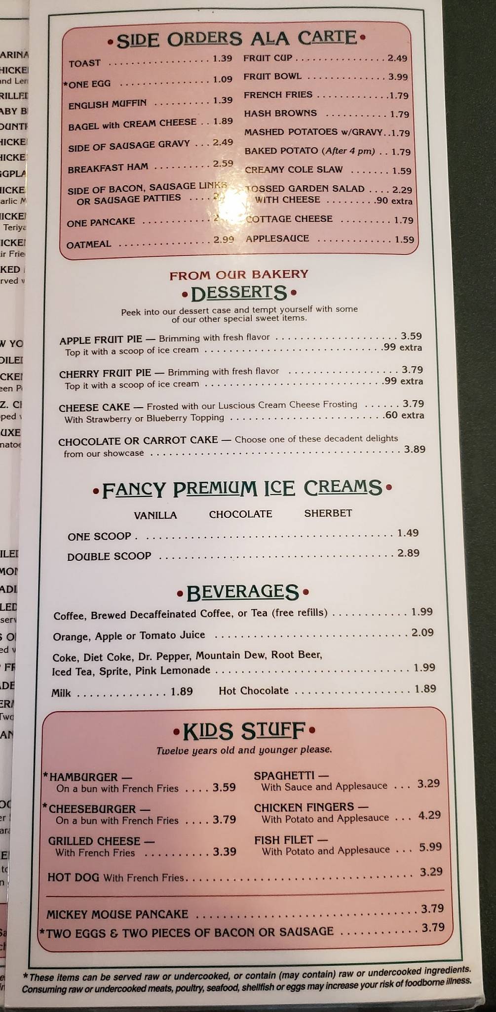 Menu at Farmer Boy Restaurant, Wooster