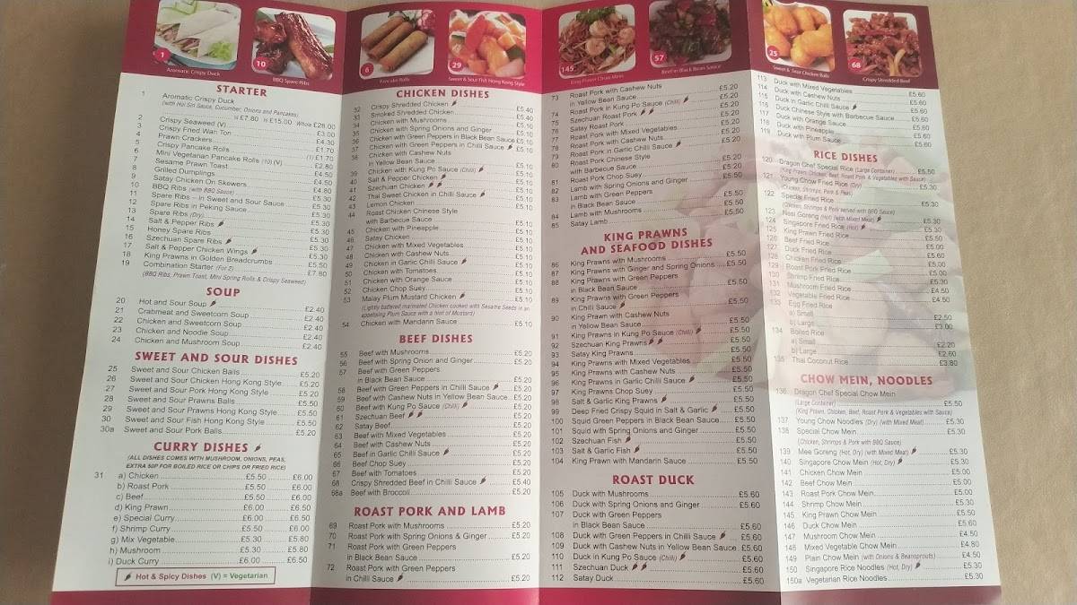 Menu at Dragon Chef fast food, Bristol, 42 Belland Dr