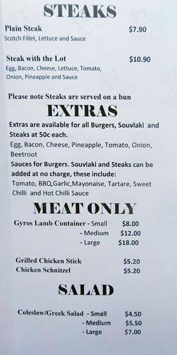 Menu at Fish Palace fast food, Mount Evelyn