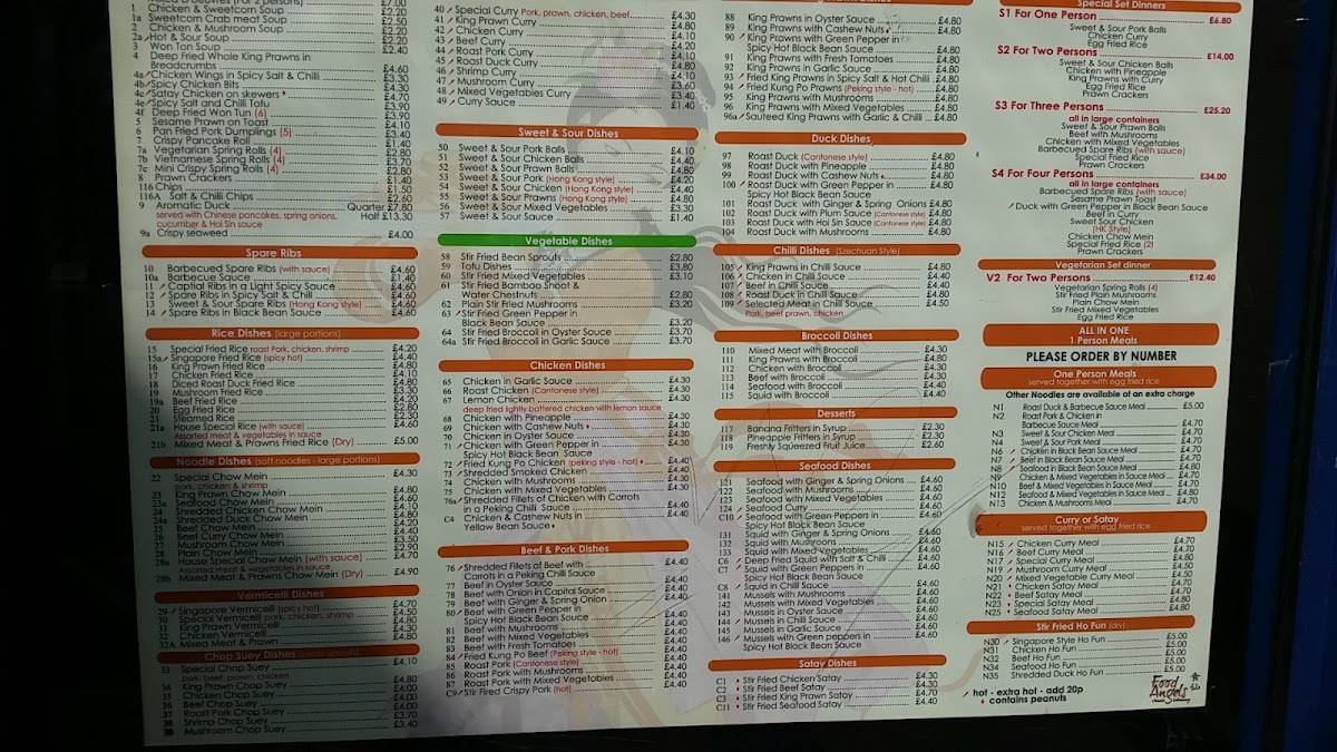 Menu at Food Angels fast food, London, 4B