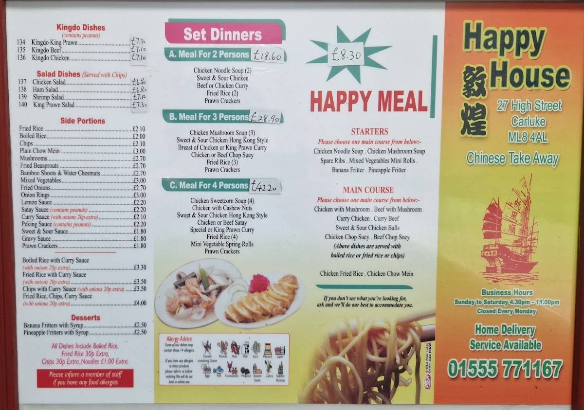 Menu at Happy House fast food, Carluke