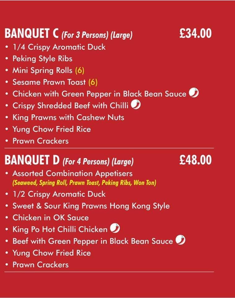 Menu at Ho-Wah fast food, Huddersfield