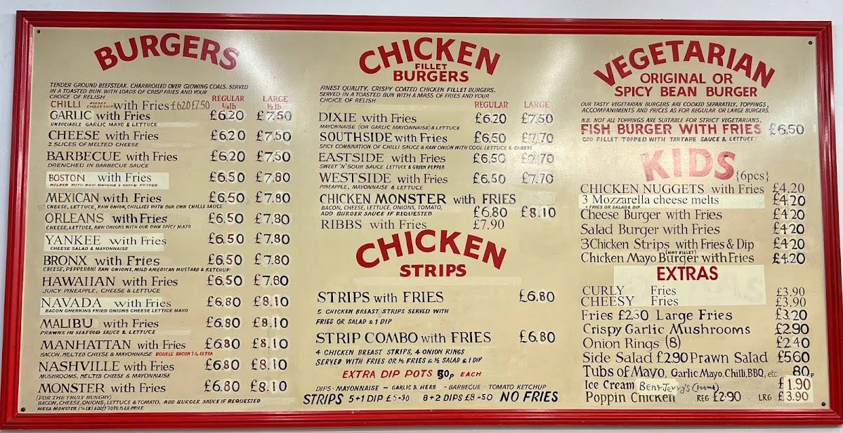 Menu at Just Burgers Plus fast food, Feltham