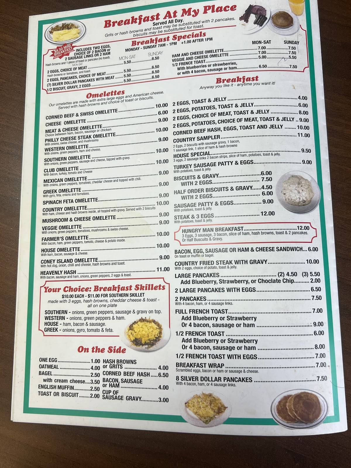 Menu at My Place Restaurant, Wayne