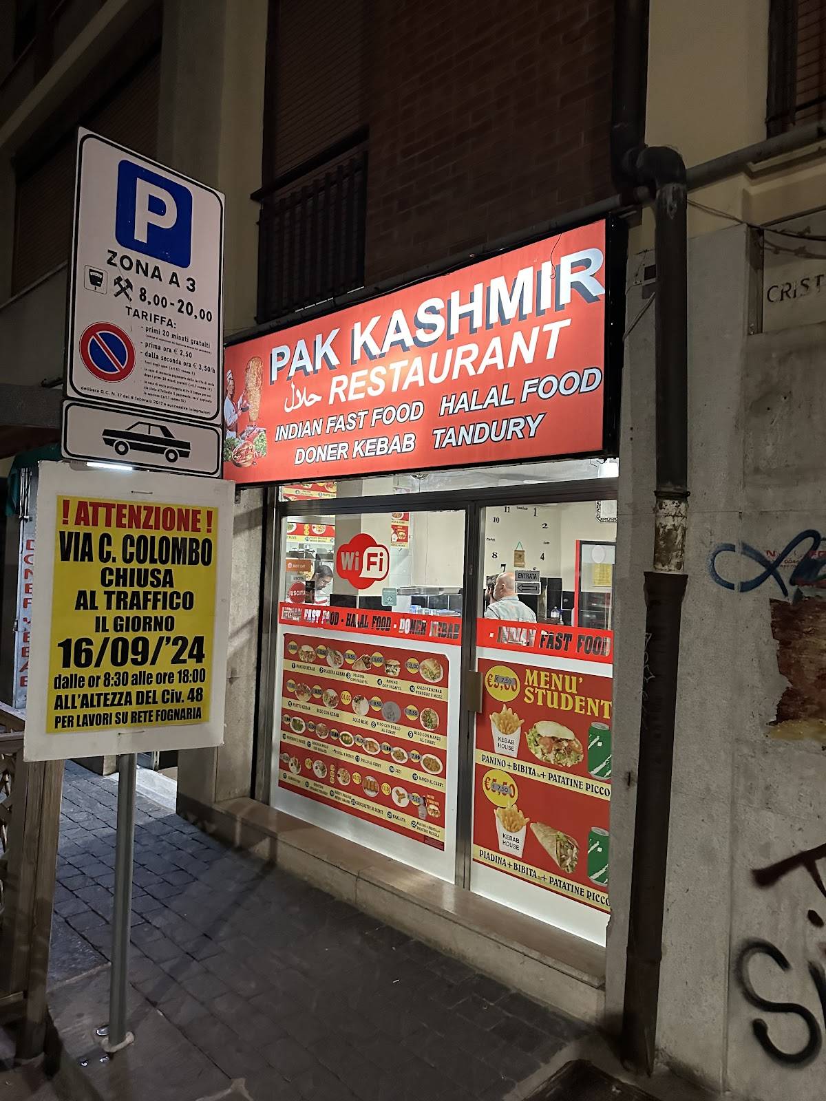 Menu da Pak Kashmir Doner Kebab fast food, Pisa