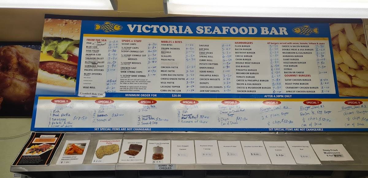Menu at Victoria Seafood Bar, Rangiora