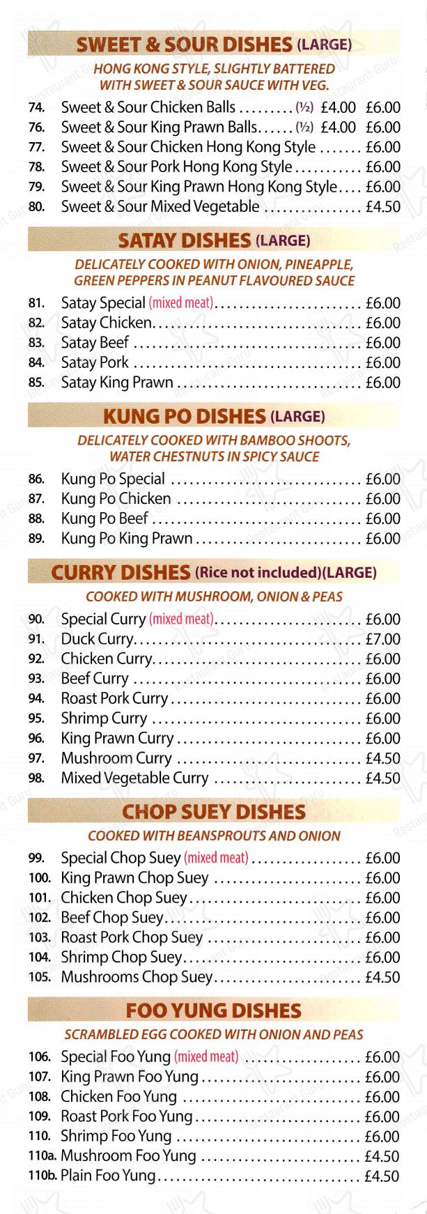 Menu at Yummy Chinese Takeaway fast food, Mansfield