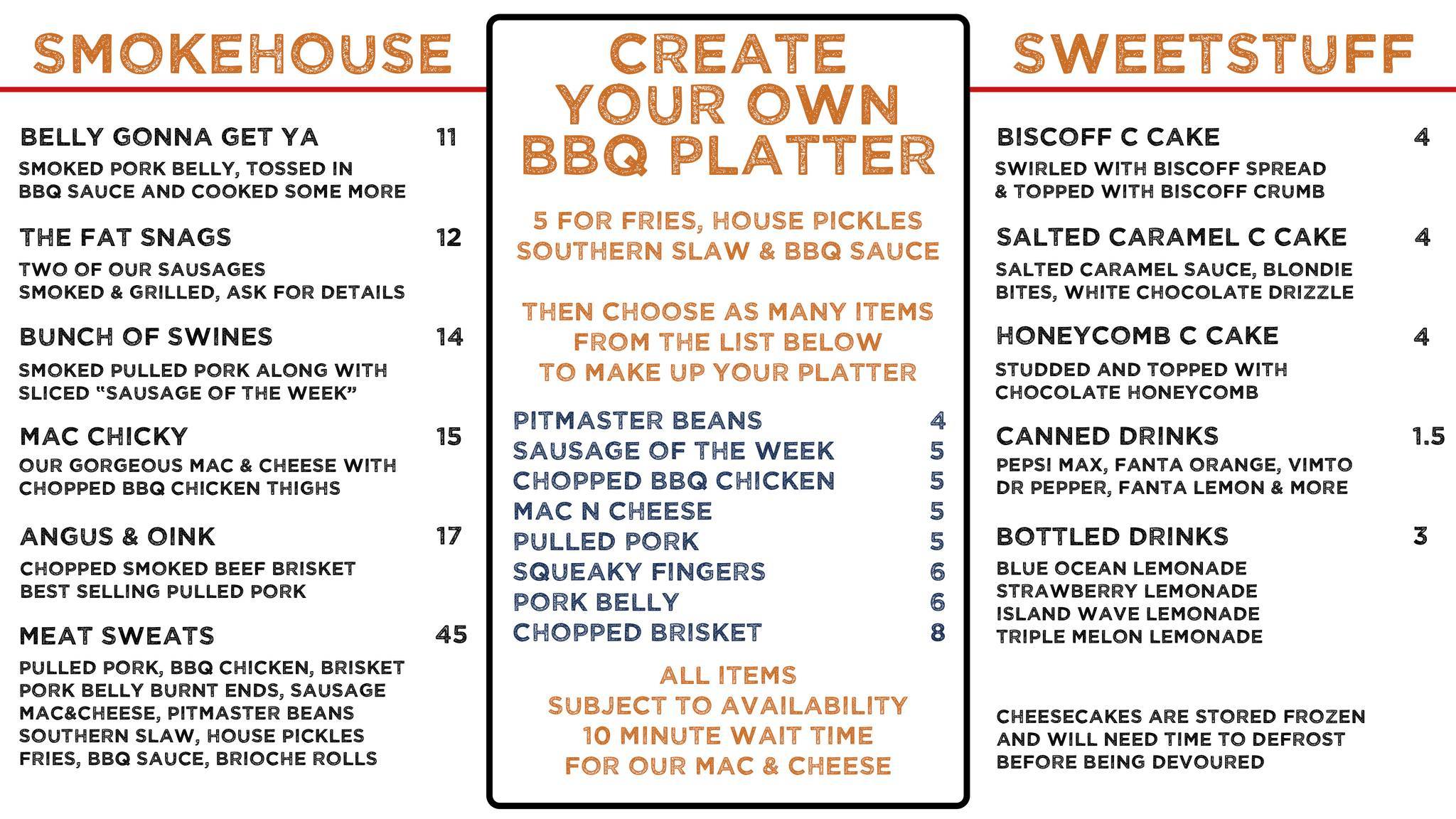 Menu at Fat Pig BBQ, Chesterfield