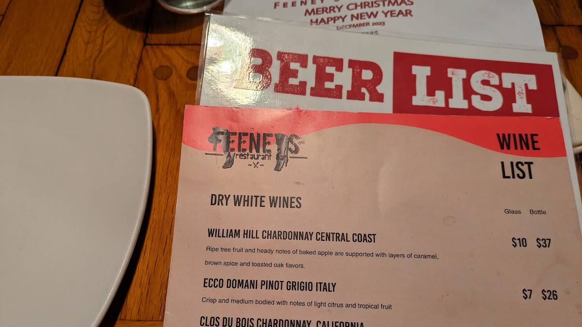 Menu at Feeney's Restaurant & Bar, Phoenix