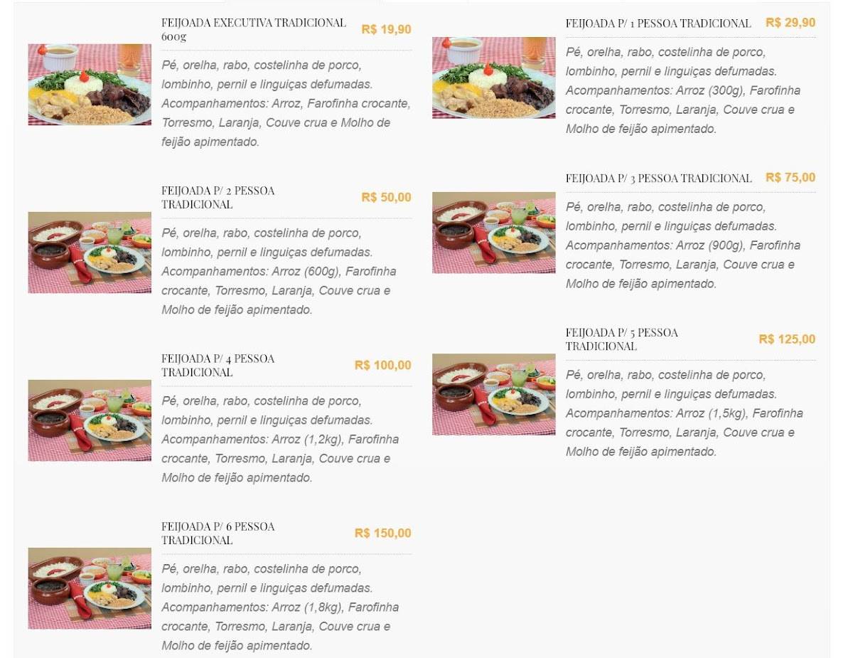 Menu em Feijoada Tradição Brasil restaurante, Goiânia