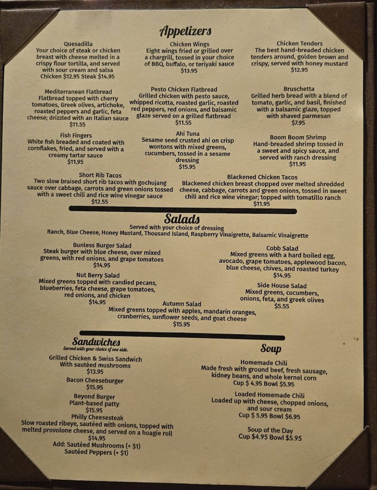 Menu at Fenney Grill restaurant, The Villages, Fenney Wy