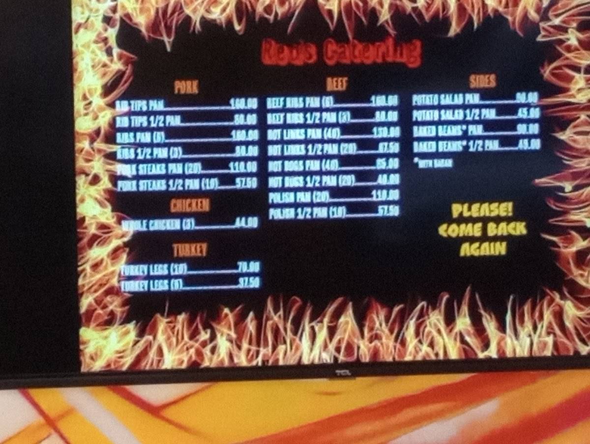 Menu at Red's The One And Only BBQ, Ferguson
