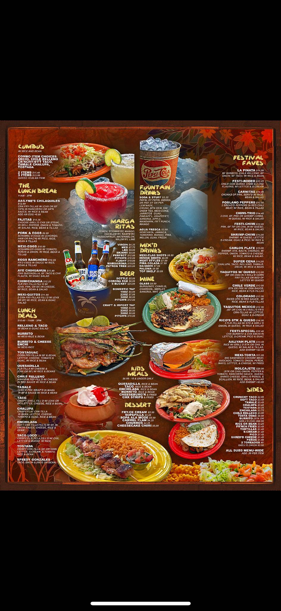 Menu at Festival Mexican Restaurant, Joplin, 631 Duquesne Rd
