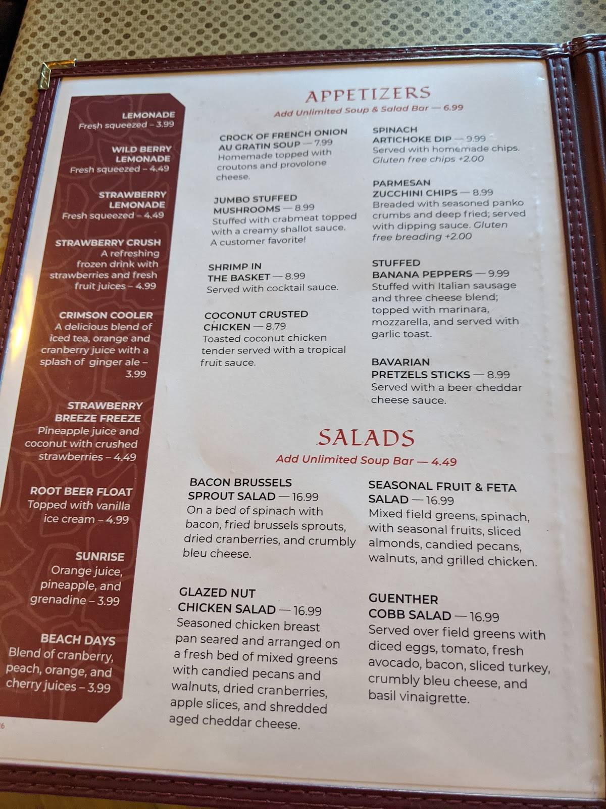 Menu at Fieldstone Country Inn restaurant, Lockport, S Transit Rd