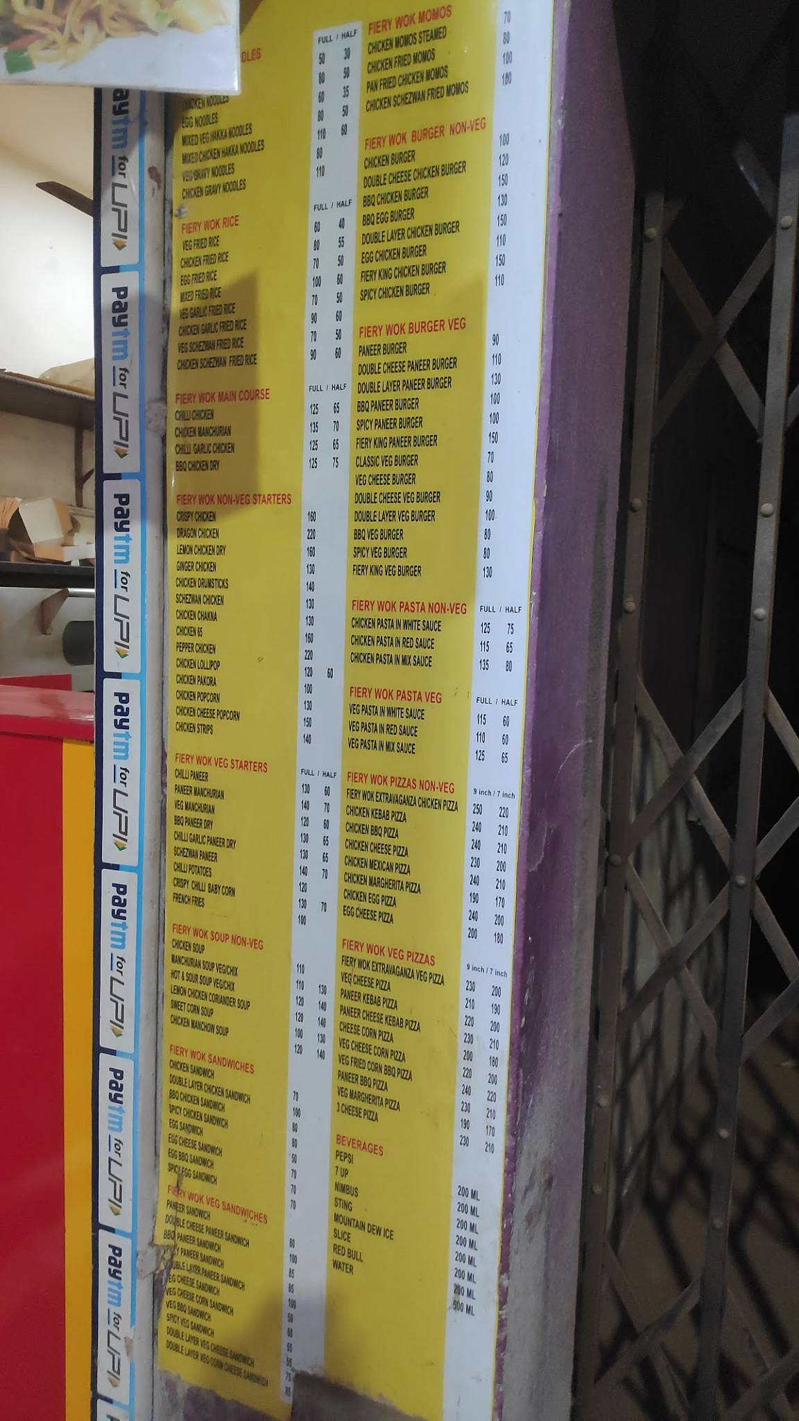 Menu at Fiery Wok, Kolkata