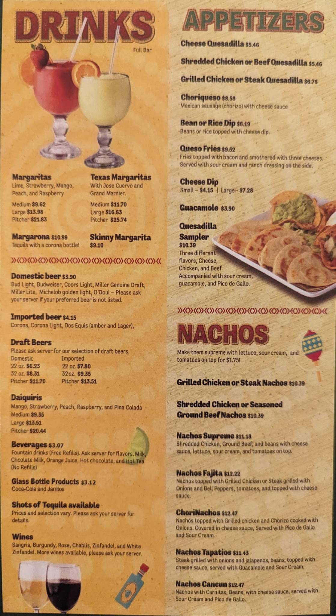 Menu at Fiesta Brava restaurant, Fergus Falls