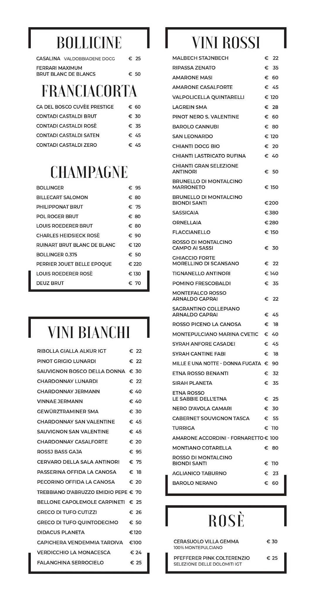 Speisekarte von Ristorante Figo Nomentana, ROM