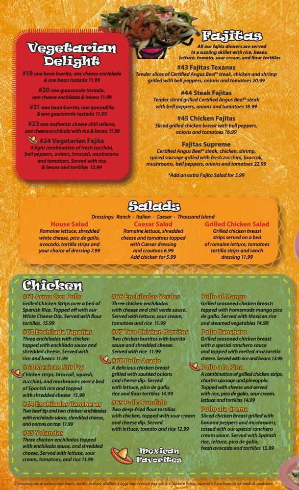 Menu at Rancho Fiesta Mexican Restaurant, Findlay, Tiffin Ave