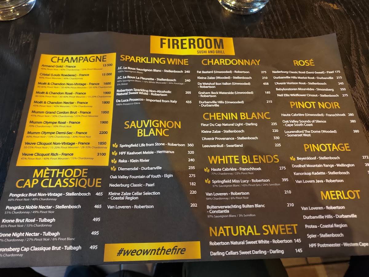 Menu at Fireroom Bedfordview restaurant, Johannesburg, Village View ...