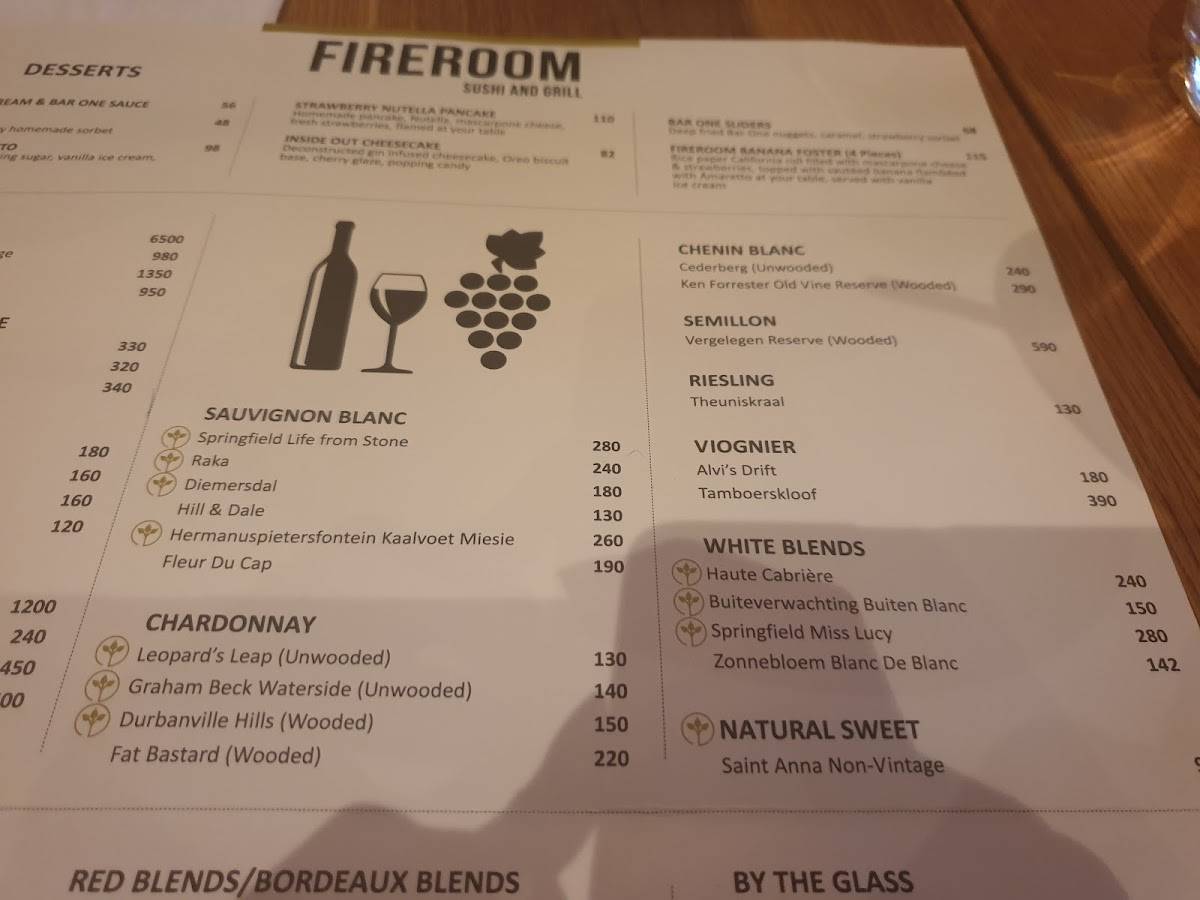 Menu at Fireroom Bedfordview restaurant, Johannesburg, Village View ...