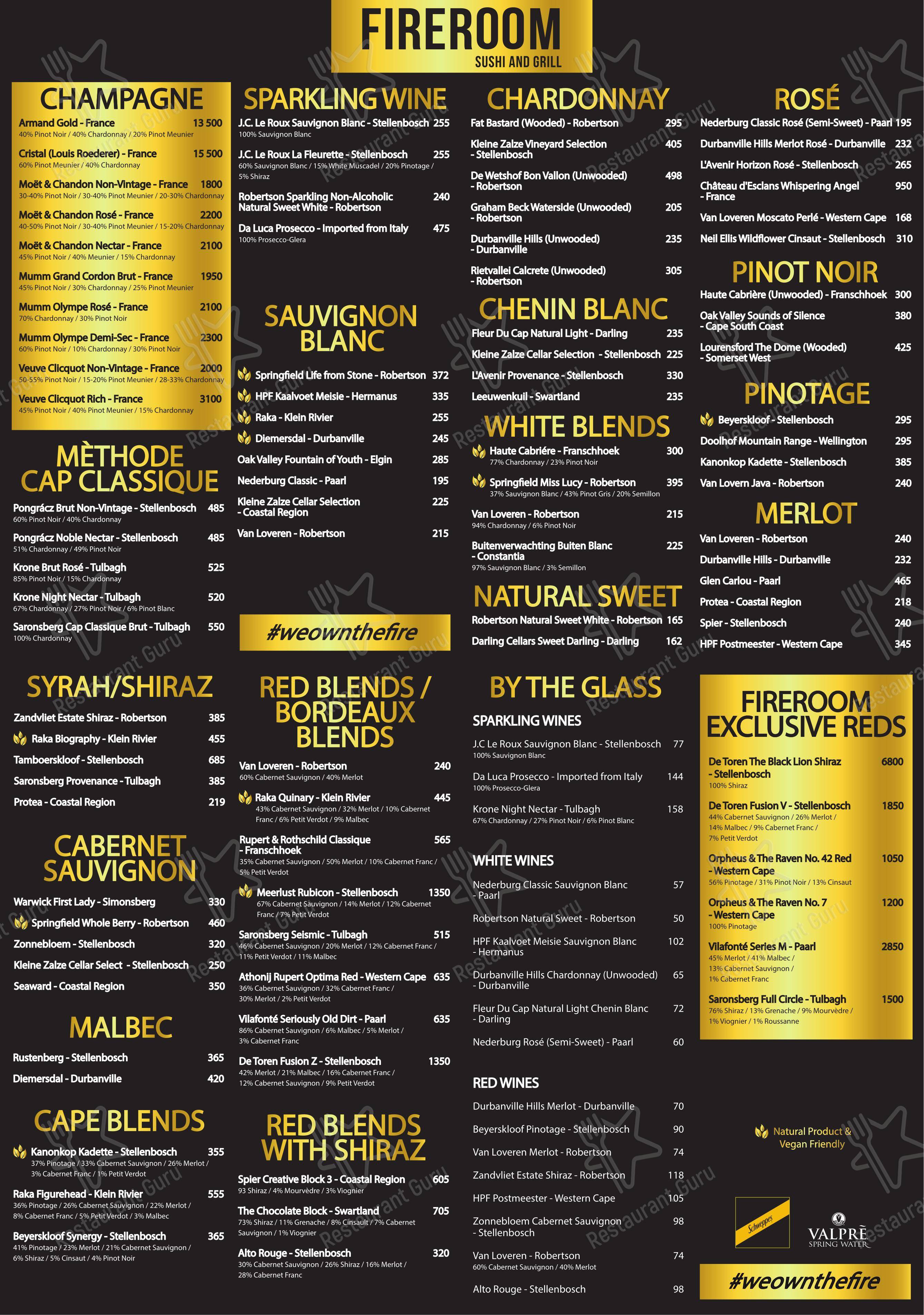 Menu at Fireroom Bedfordview restaurant, Johannesburg, Village View ...
