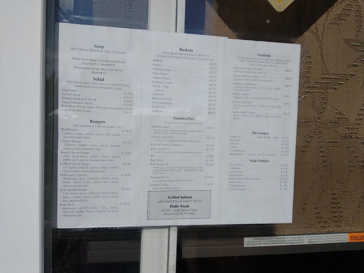 Menu at Fisherman's Korner Restaurant, Garibaldi