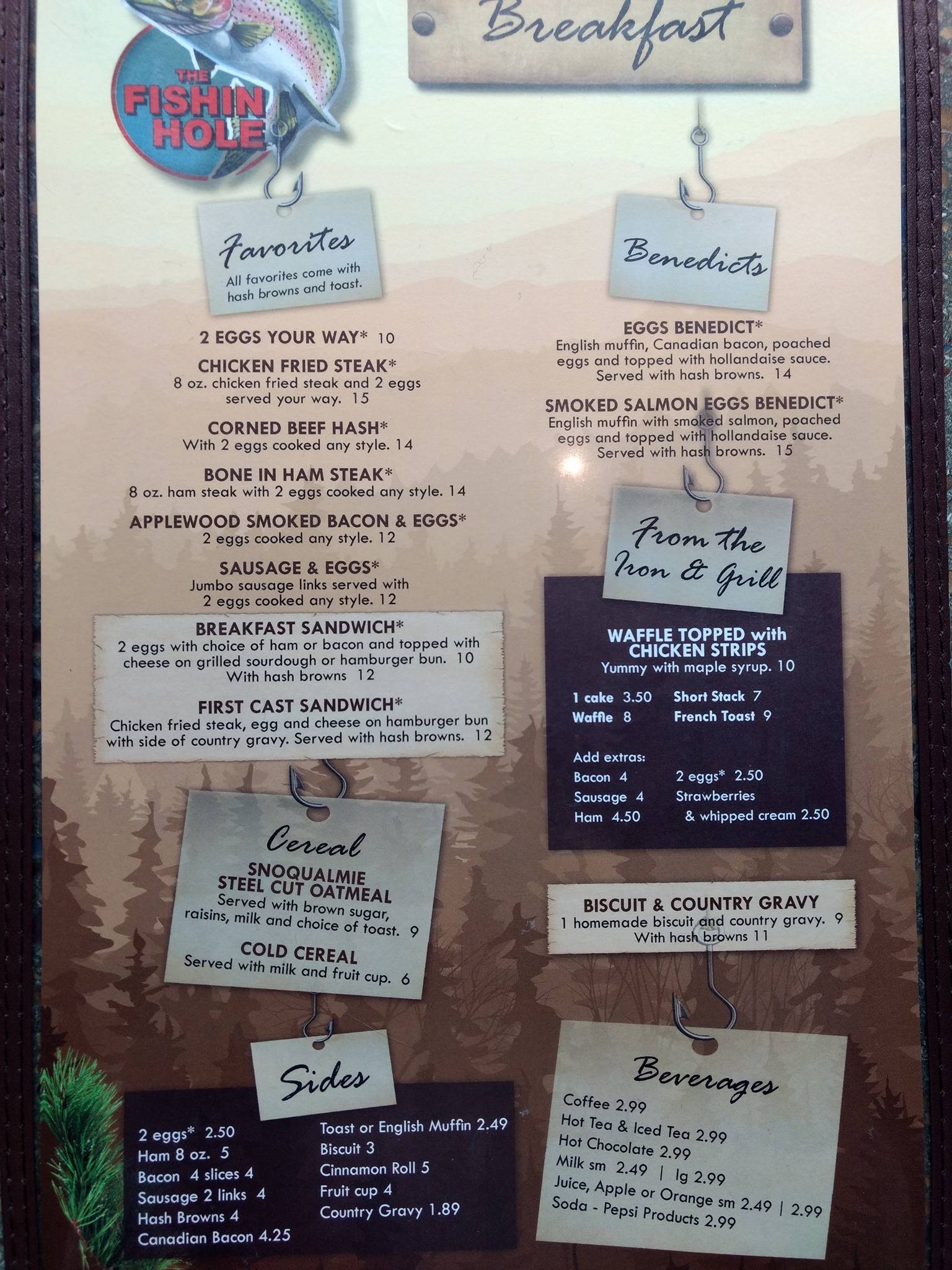 Menu at Fishin Hole Restaurant, Montesano