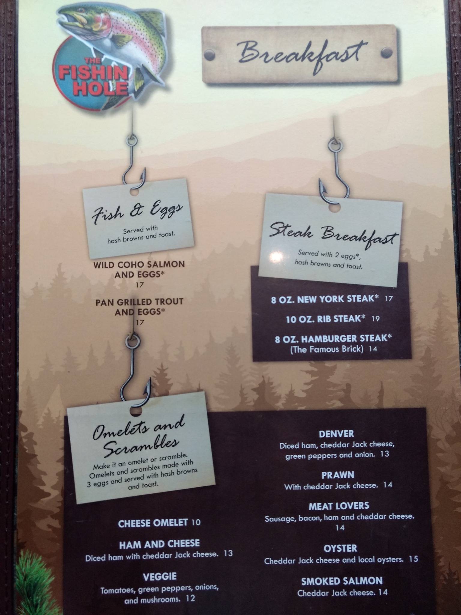 Menu at Fishin Hole Restaurant, Montesano