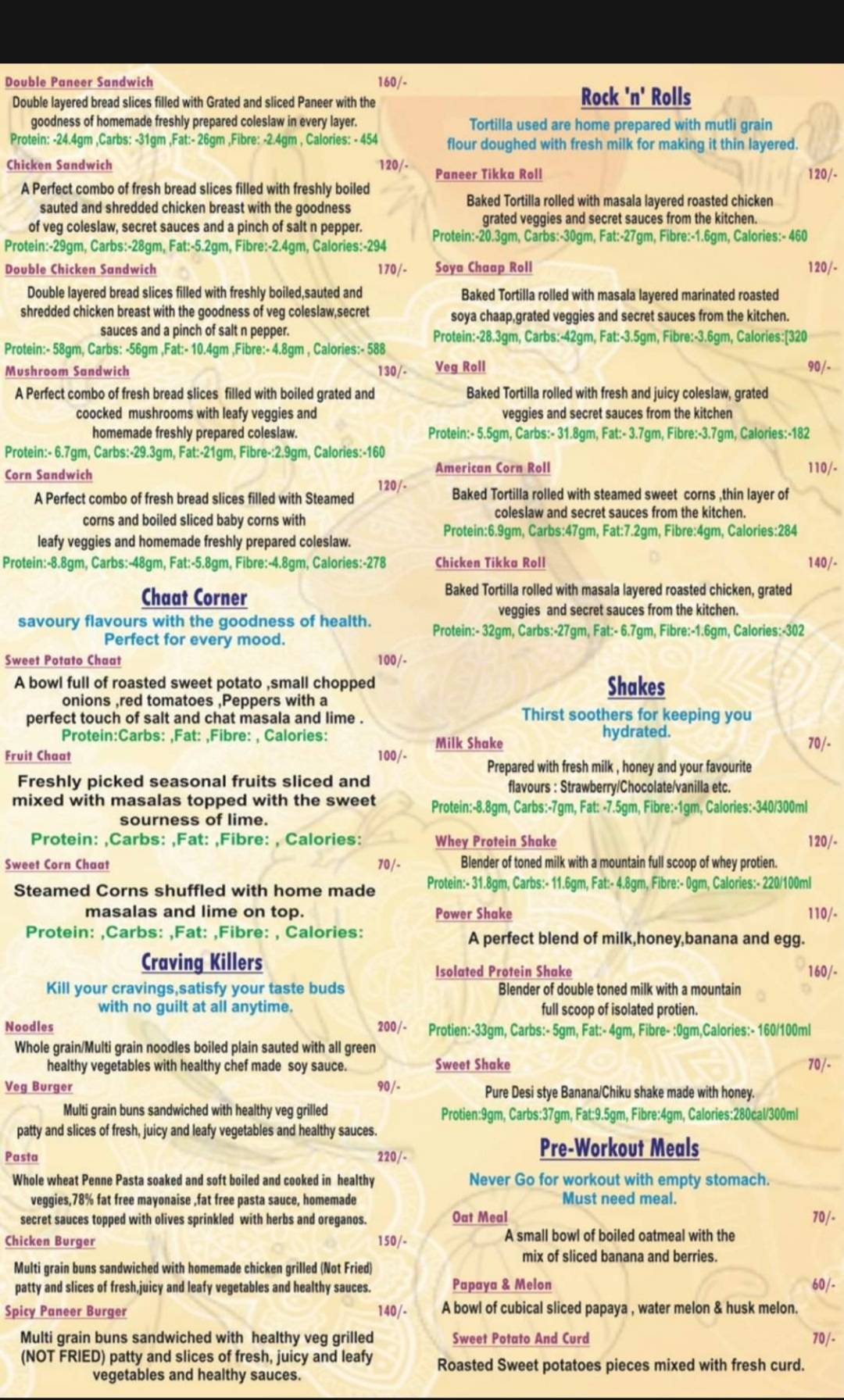 Menu at Fit Foodie.....Where hunger meets Nutrition, New Delhi