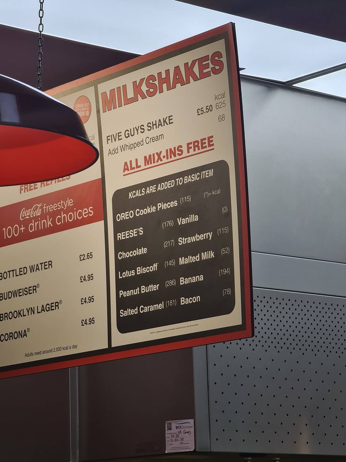 Menu at Five Guys Westfield London fast food, London, Unit 1069/1070 ...