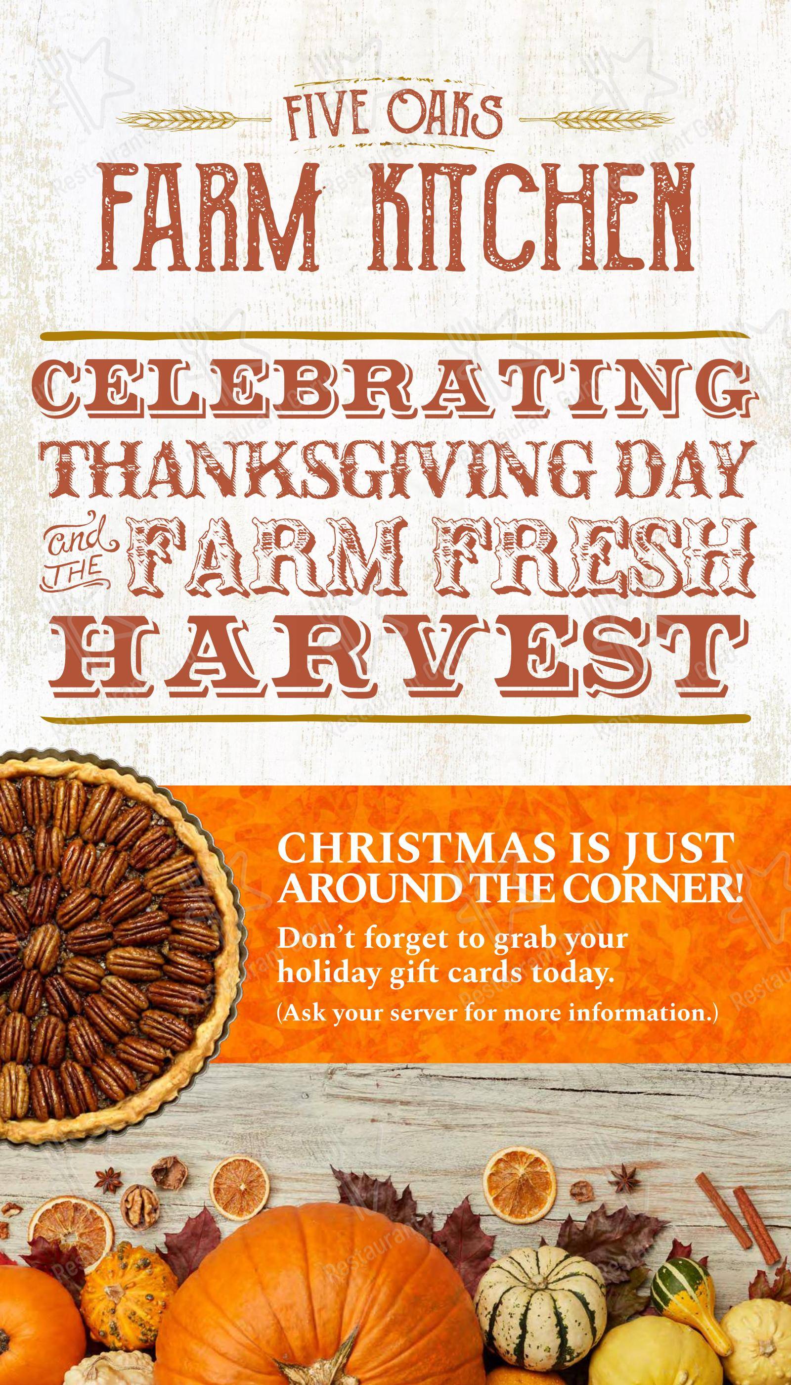 Menu at Five Oaks Farm Kitchen restaurant, Sevierville, Parkway