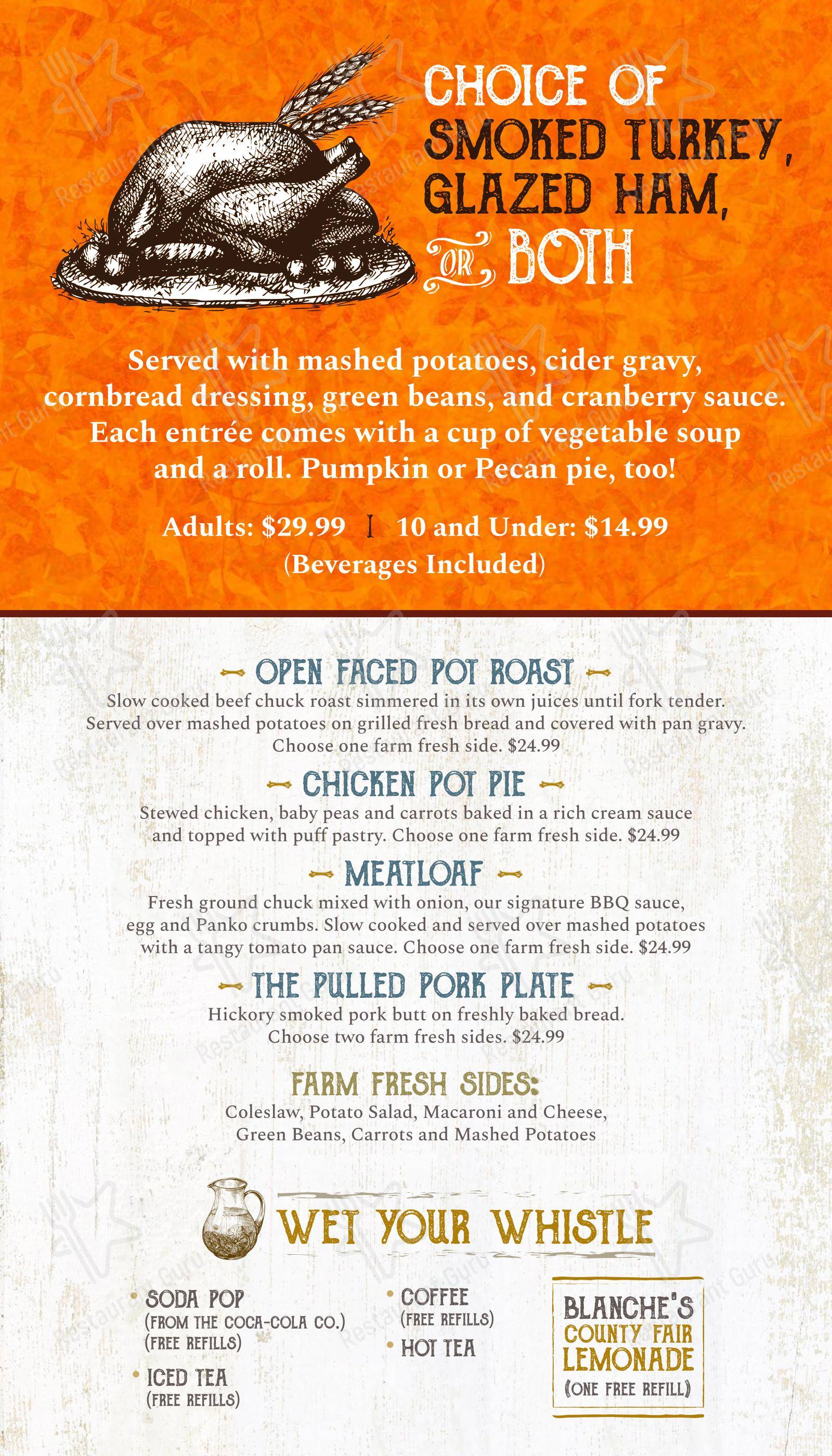 Menu at Five Oaks Farm Kitchen restaurant, Sevierville, Parkway