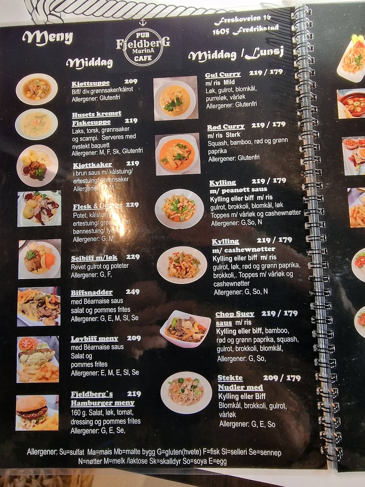 Menu at Fjeldberg Marina restaurant, Fredrikstad