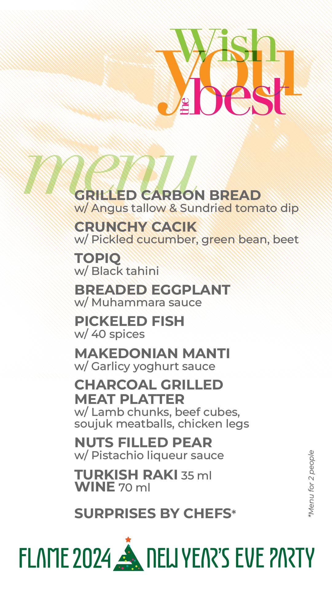 Menu at Flame Food+Design/Turkish Restaurant, Toronto