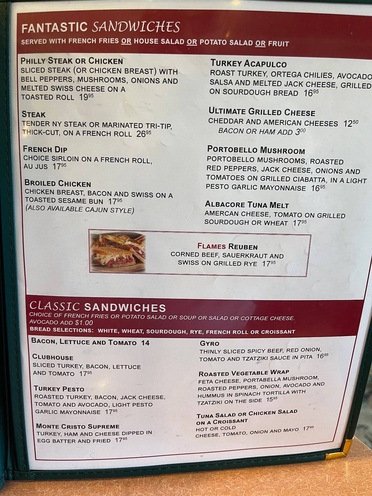 Menu at Flames Coffee Shop restaurant, San Jose, Santa Teresa Blvd