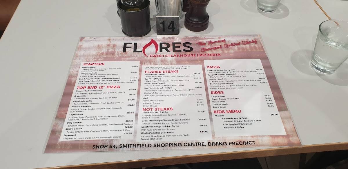 Menu at Flares Steakhouse, Smithfield
